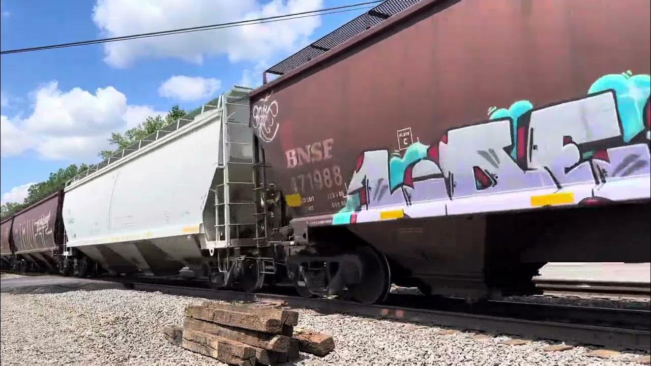 G107 eastbound at attridge road mo382 with two BNSF gevo’s and a ferrowmex sd70ace as end train ...