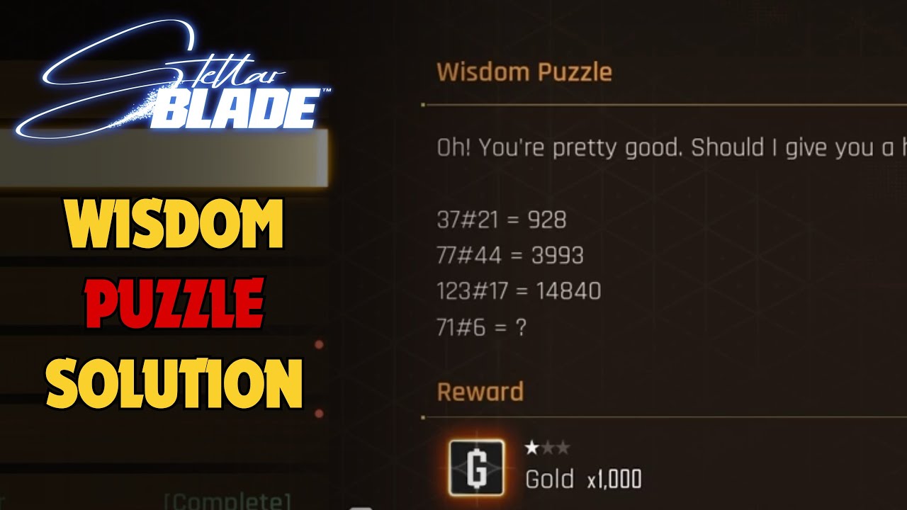 Stellar Blade: Wisdom Puzzle Solution - YouTube