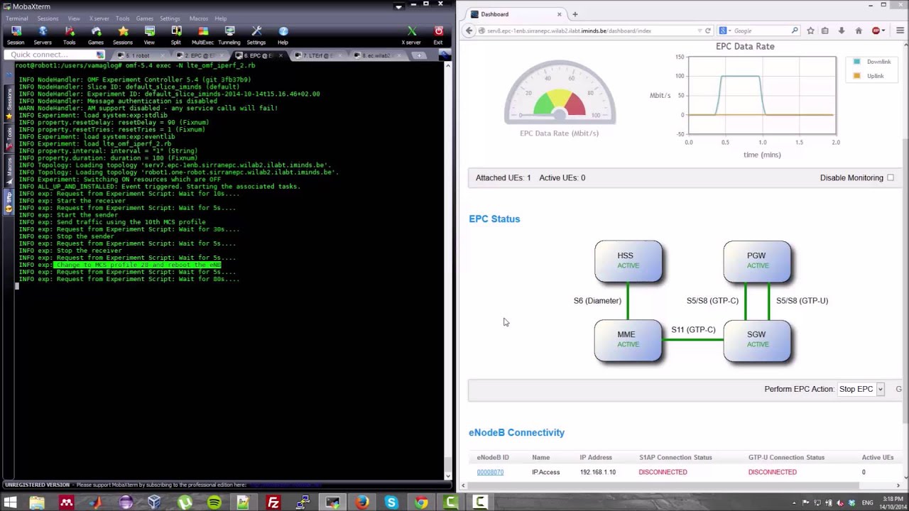 Sending LTE traffic with different MCS Downlink profiles using OMF ...