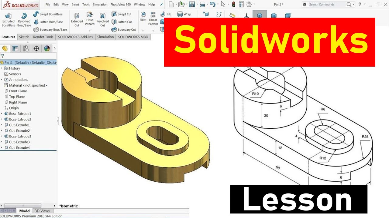 SolidWork Lesson | Cross Break | Swept Flange | Corners | Forming Tool ...
