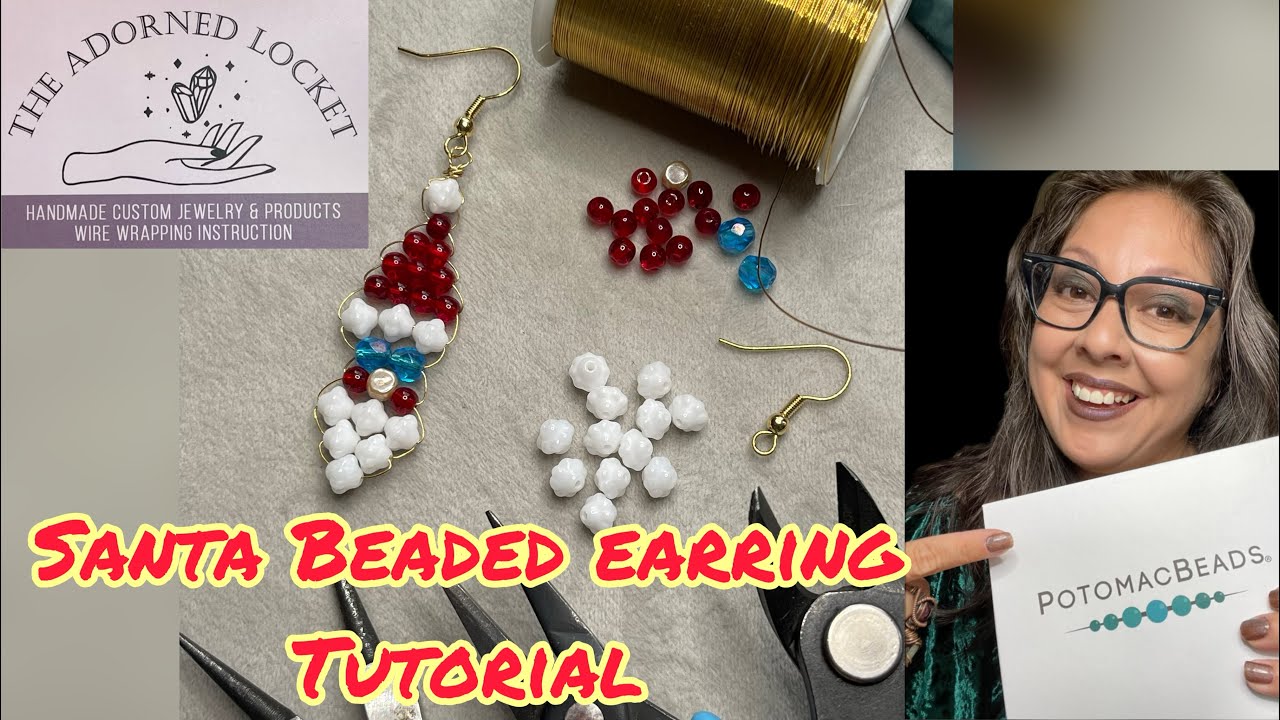 Santa Beaded Earring Tutorial - YouTube