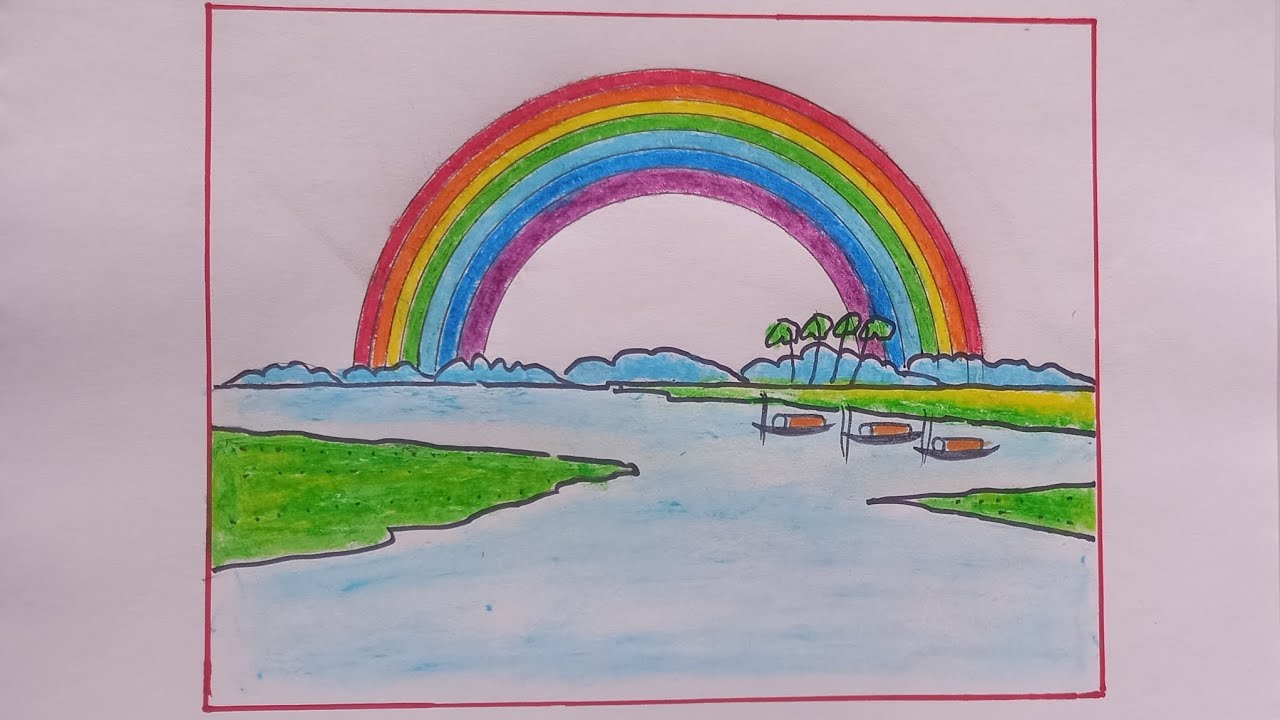 How to draw Rainbows || রংধনুর সাত রং আঁকা শিখি খুব সহজে || Freehand ...