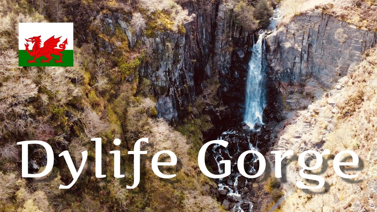 Drone flight through the the Dylife Gorge & Ffrwd Fawr waterfall ...
