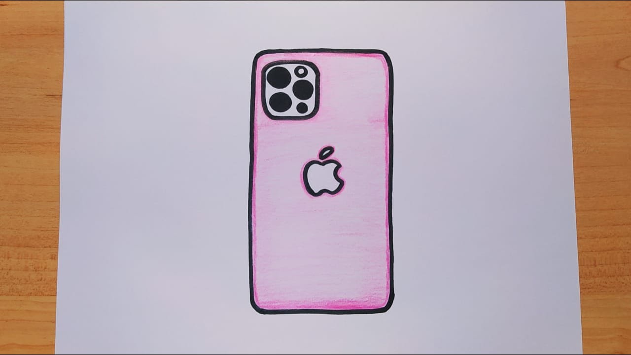 كيف ترسم ايفون ابل سهل خطوة بخطوة رسم سهل رسم ايفون وردي😲😲 تعليم الرسم Apple Iphone