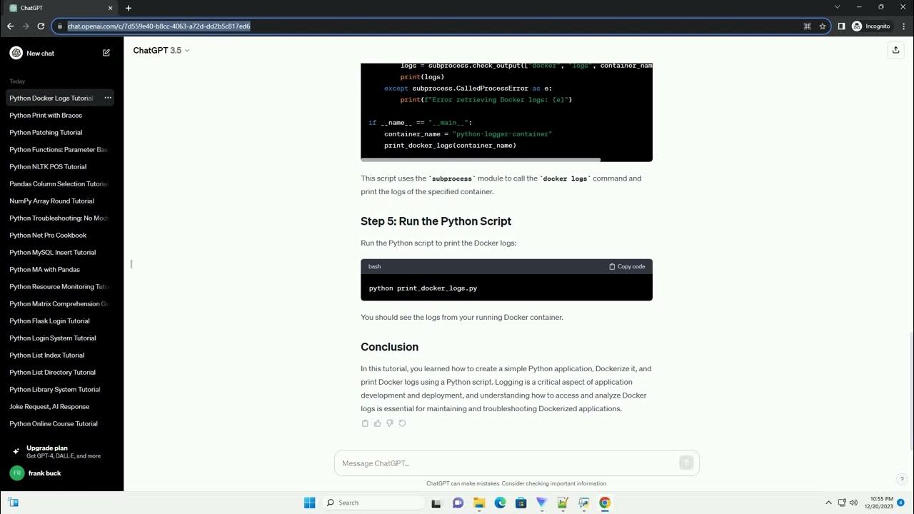 python print docker logs - YouTube