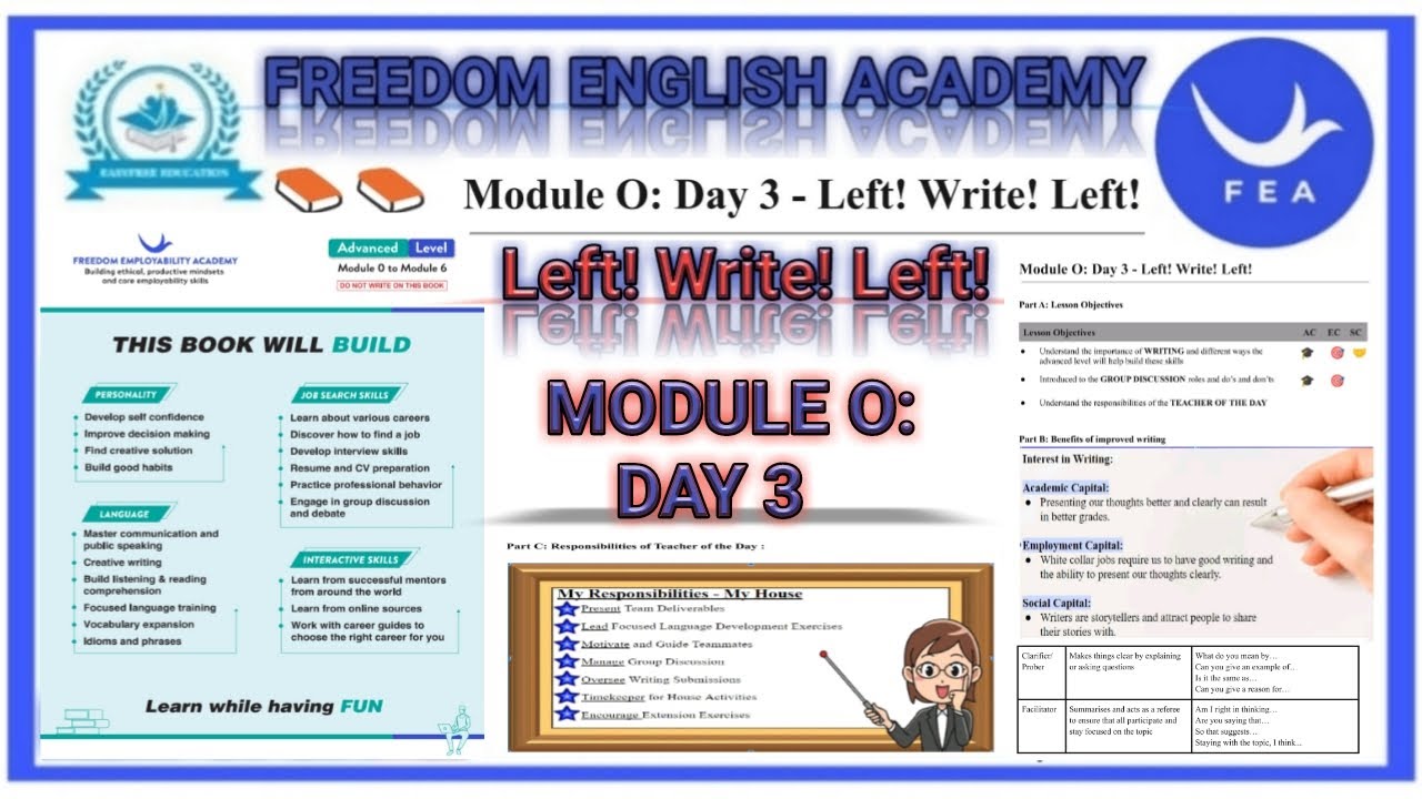 FEA ADVANCE BOOKS MODULE O DAY3 Left!Write!Left! #freedomenglishacademy#feabooks#feainformation# ...