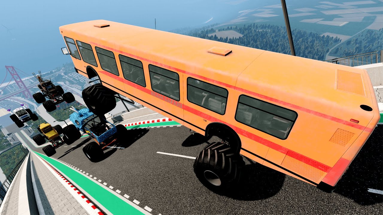 Epic High Speed Jumping Monster Truck Monster Jam Jump & Crashes Car ...