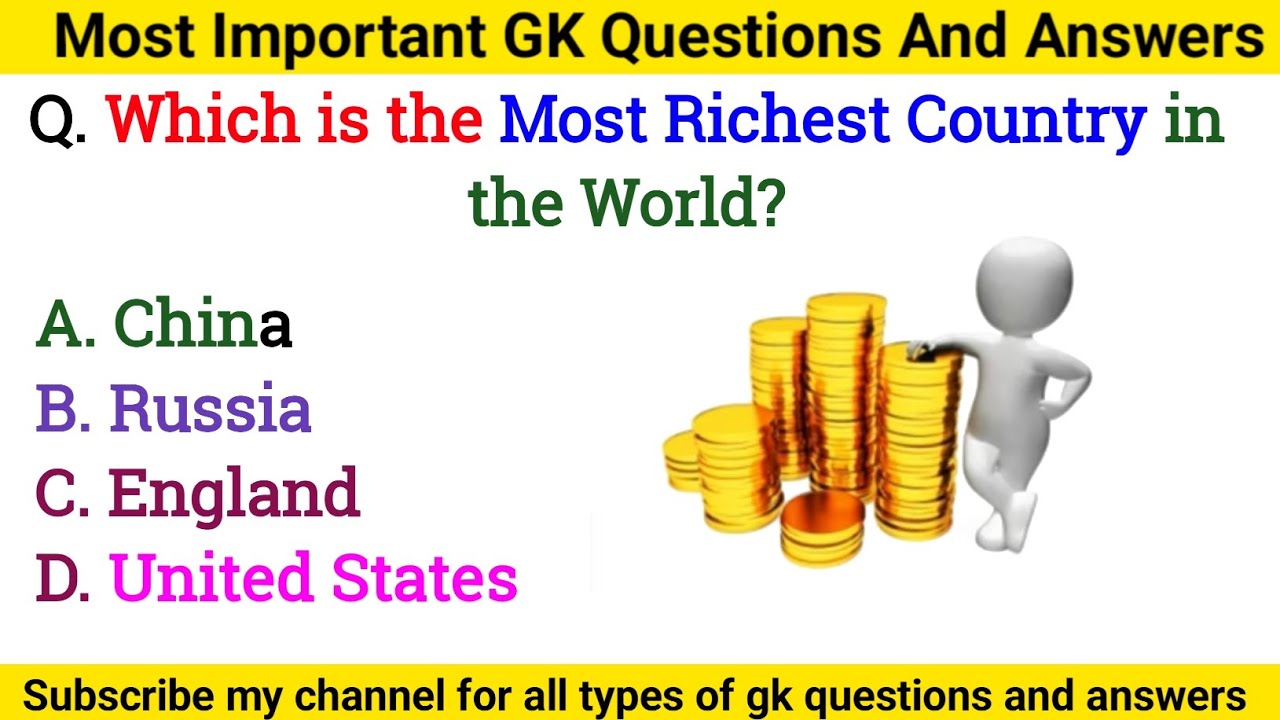 Top 20 GK Questions And Answers || GK In English || GK Quiz ...