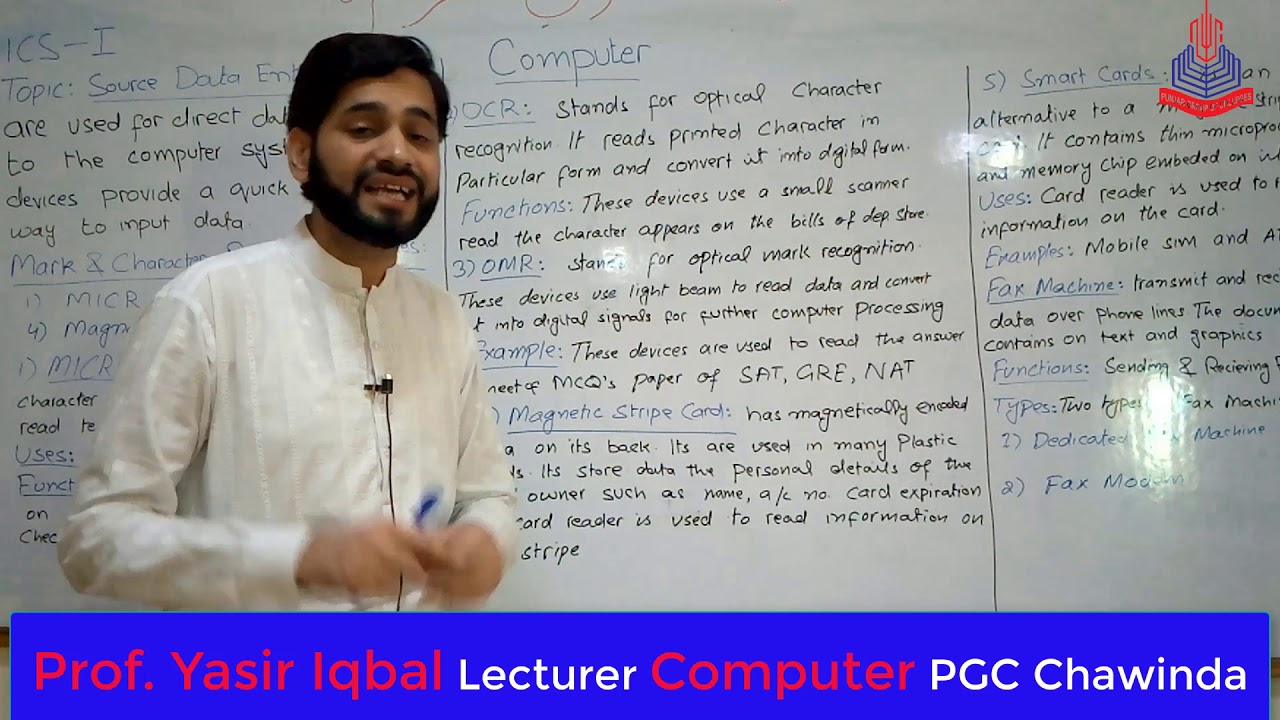 Computer Science ICS Part I Chapter#1(Mark & Recognation Devices ...