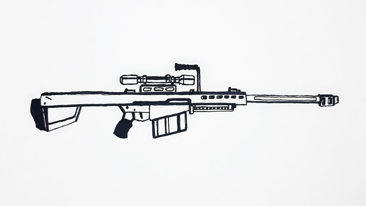 How to Draw a Barrett M82 Sniper Rifle | Як намалювати снайперську ...