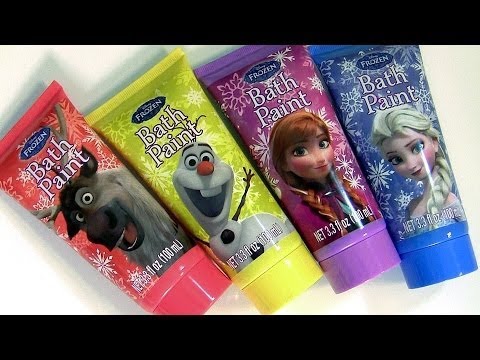 DISNEY PRINCESS BATH PAINT SET ! LEARN COLORS & MIX COLORS Frozen Bath ...