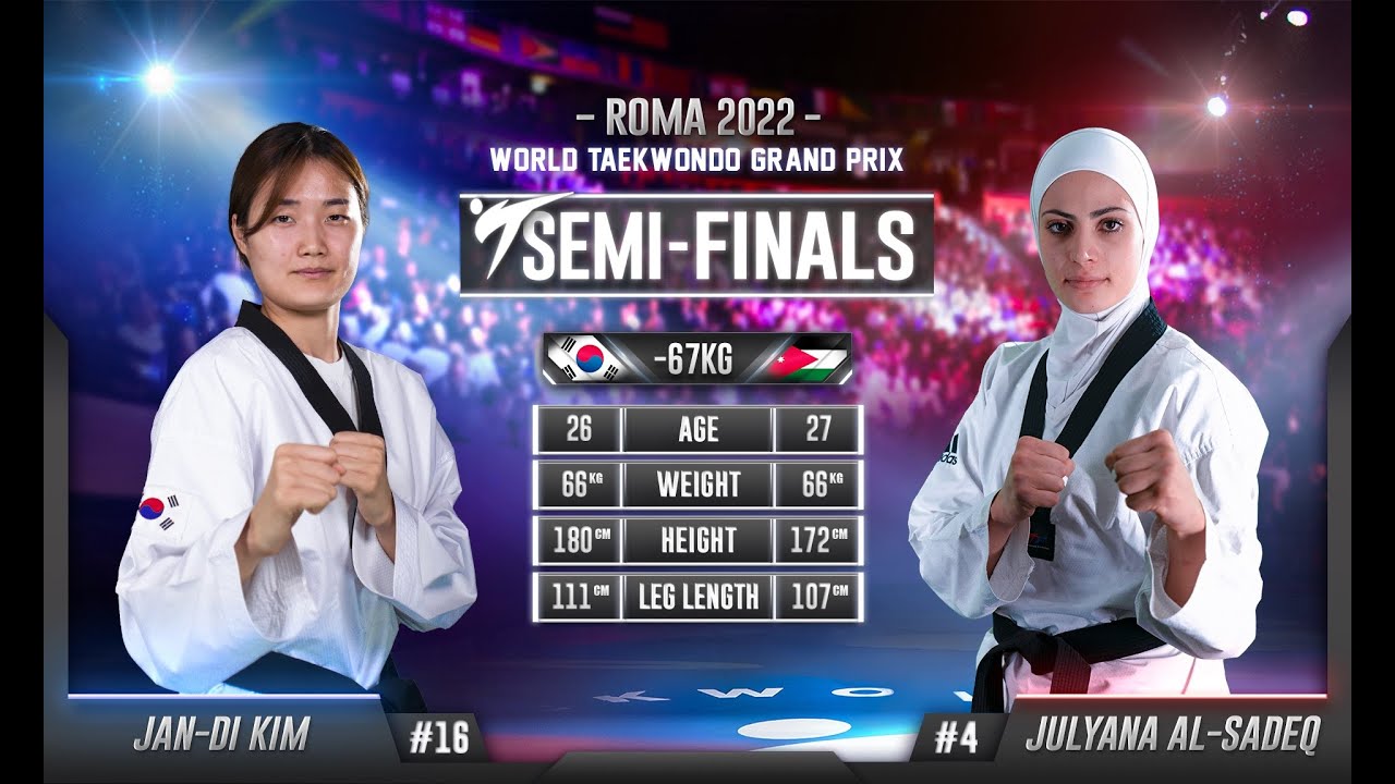 227 W-67kg SF KIM Jan-di KOR 🔵 vs 🔴 AL-SADEQ Julyana JOR I Rome 2022 ...