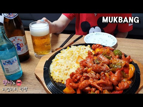 리얼먹방:) 소세지야채볶음 & 옥수수콘치즈 (ft. 소맥)ㅣSausage Stir Fry & Super Cheesy CornㅣREAL SOUNDㅣASMR MUKBANGㅣ