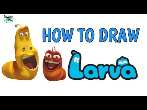 How to draw LARVA in EASIER WAY with SQUARES | easy cartoon drawing ...