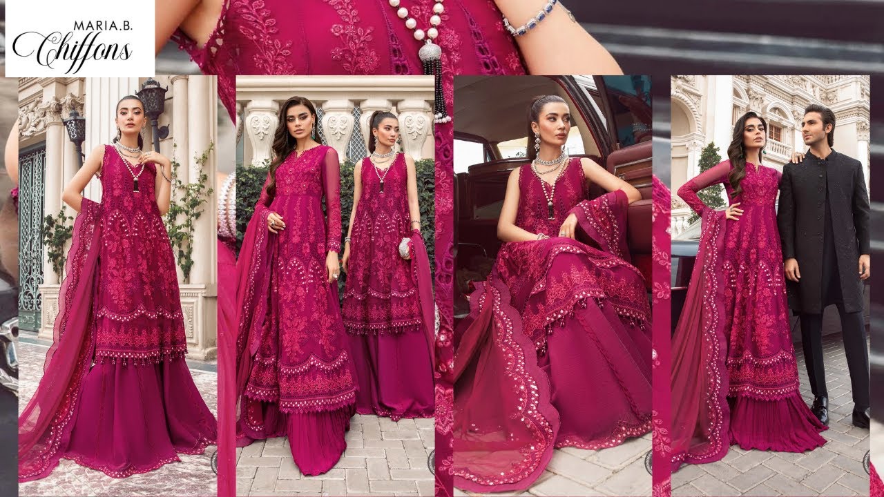 😍MARIA B 💖 CHIFFONS 🌸 MPC-23-107 💗 MAGENTA PINK 🌸 D7🥰 - YouTube