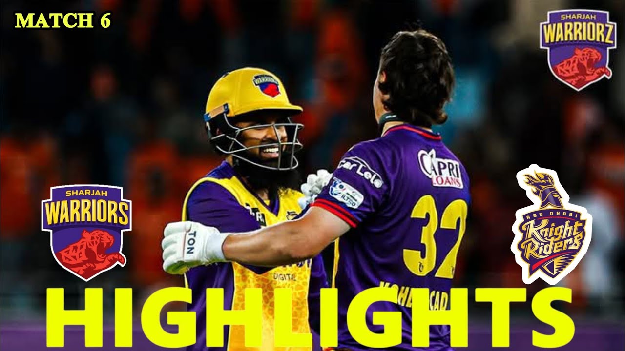 Sharjah Warriors vs Abu Dhabi Knight Rider 6th match Highlights ILT20 ...