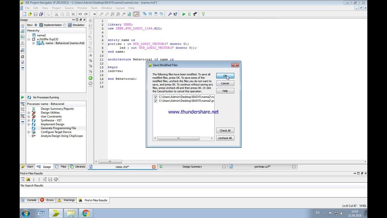 VHDL portmap for BASYS2 7 sws and 7 leds - YouTube