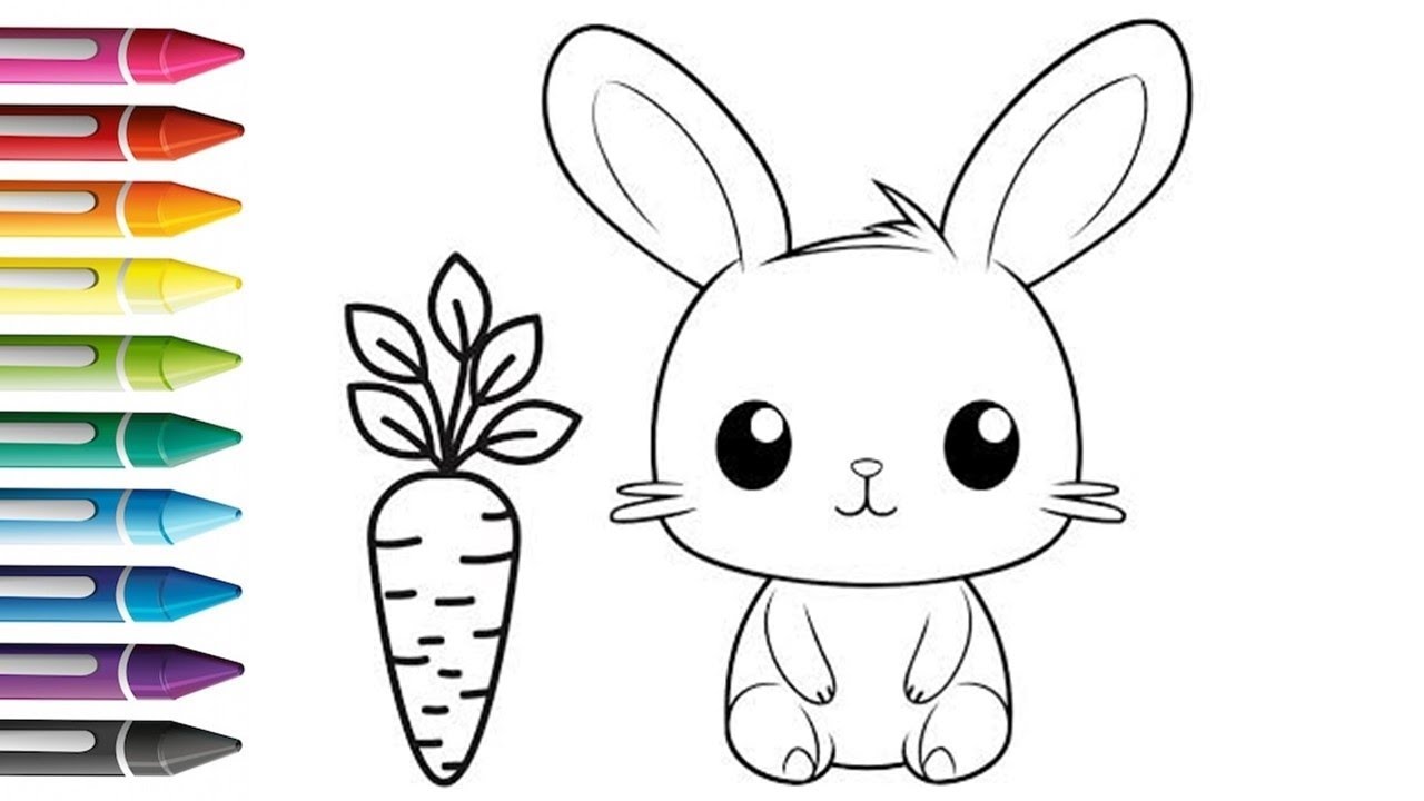 Rabbit Drawing, Easy Painting & Coloring For Kids And Toddlers | Let's ...