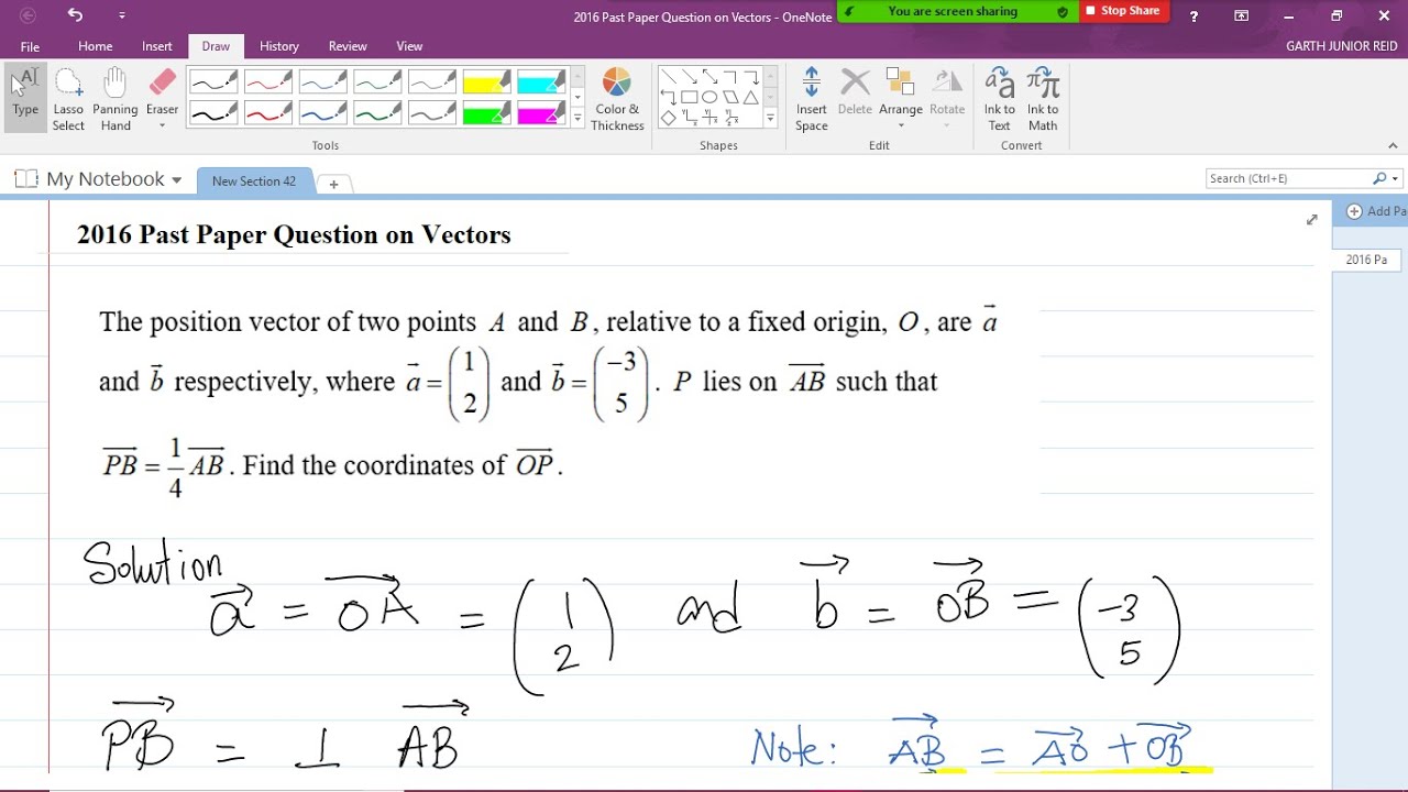 CSEC Additional Mathematics - Section 2: Vectors - 2016 Vectors Question - YouTube