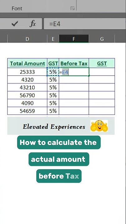 Excel tricks and tips 👍👍 Calculate total Amount before Tax #shorts #excel - YouTube