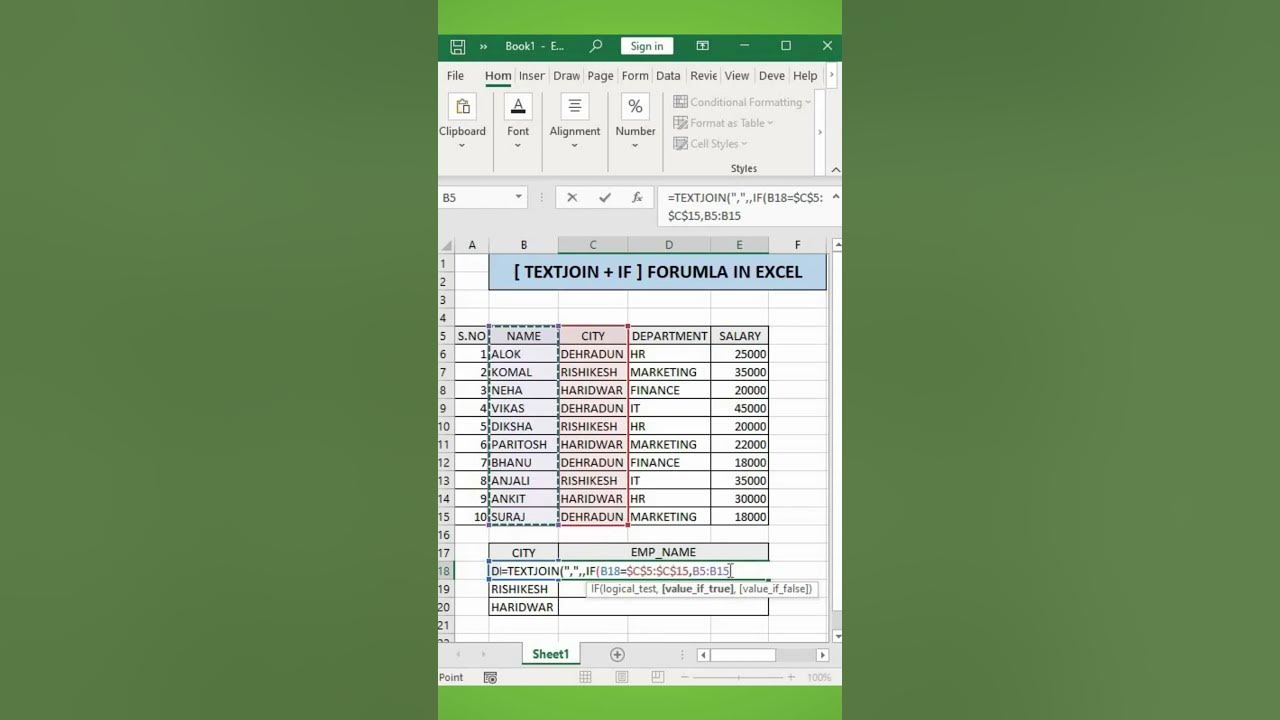 Textjoin If Function In Excel Excel Exceldataanalytics Exceltech Dataanalysis Exceltips