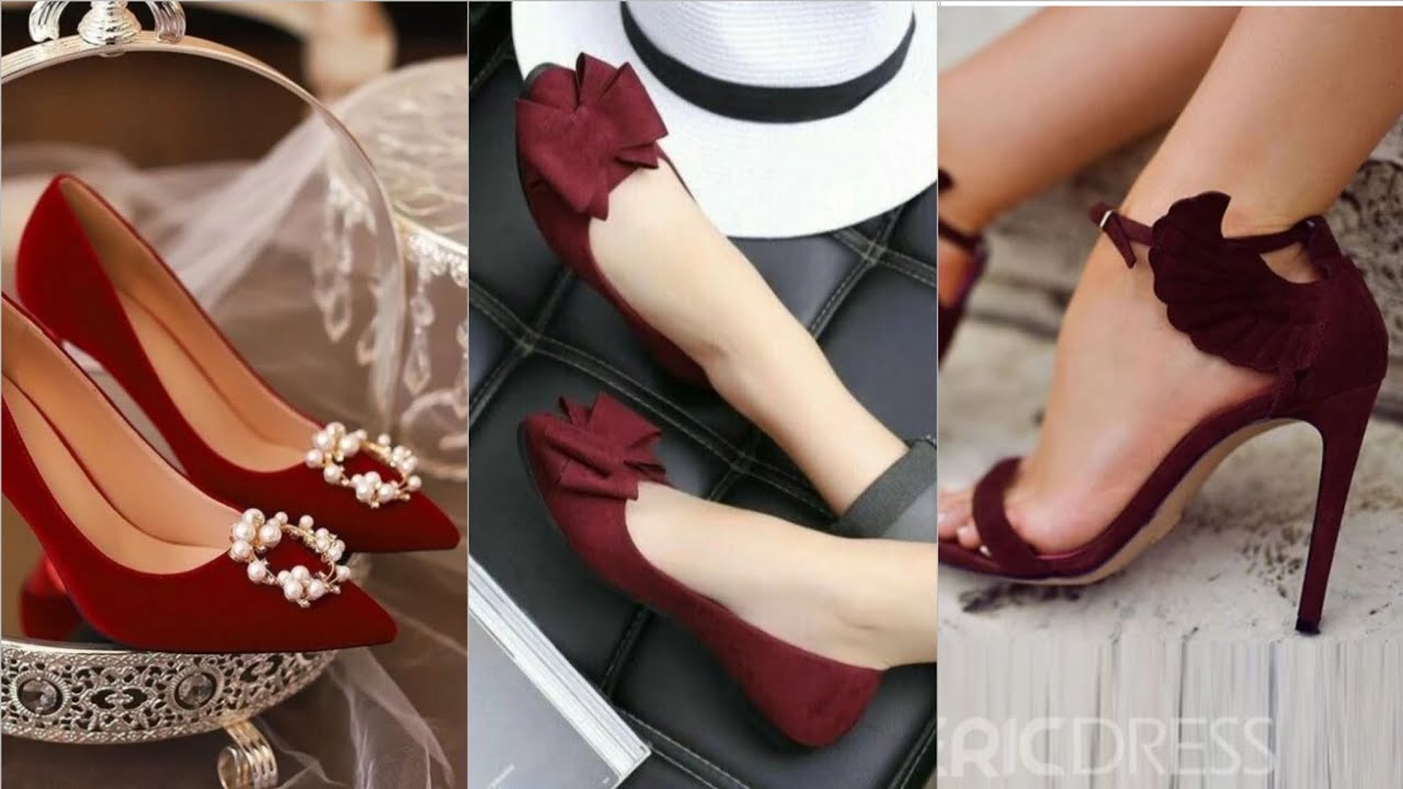 Latest beautiful Maroon Heels and Footwear Designs /Abroo-e-jannat ...