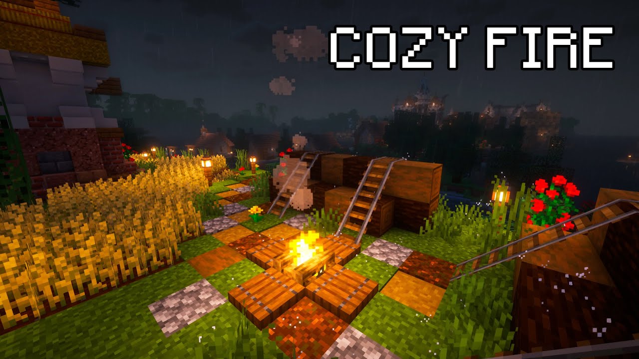 MINECRAFT Soothing Scenes • Rainy Relaxing Campfire - YouTube