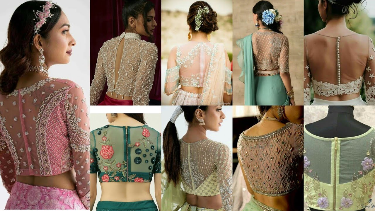 Net Blouse Back Neck Designs || Very stylish Blouse Back Neck Design ...