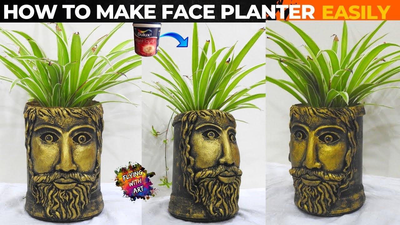 How to make face planter/ DIY Face Planter/ Clay Face Planter/ Planter ...