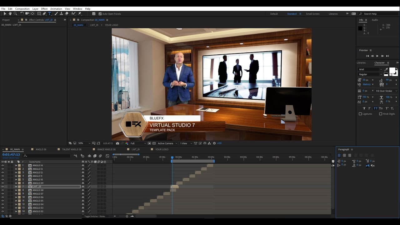 After Effects Template Virtual Studio 7 Tutorial | Bluefx - YouTube