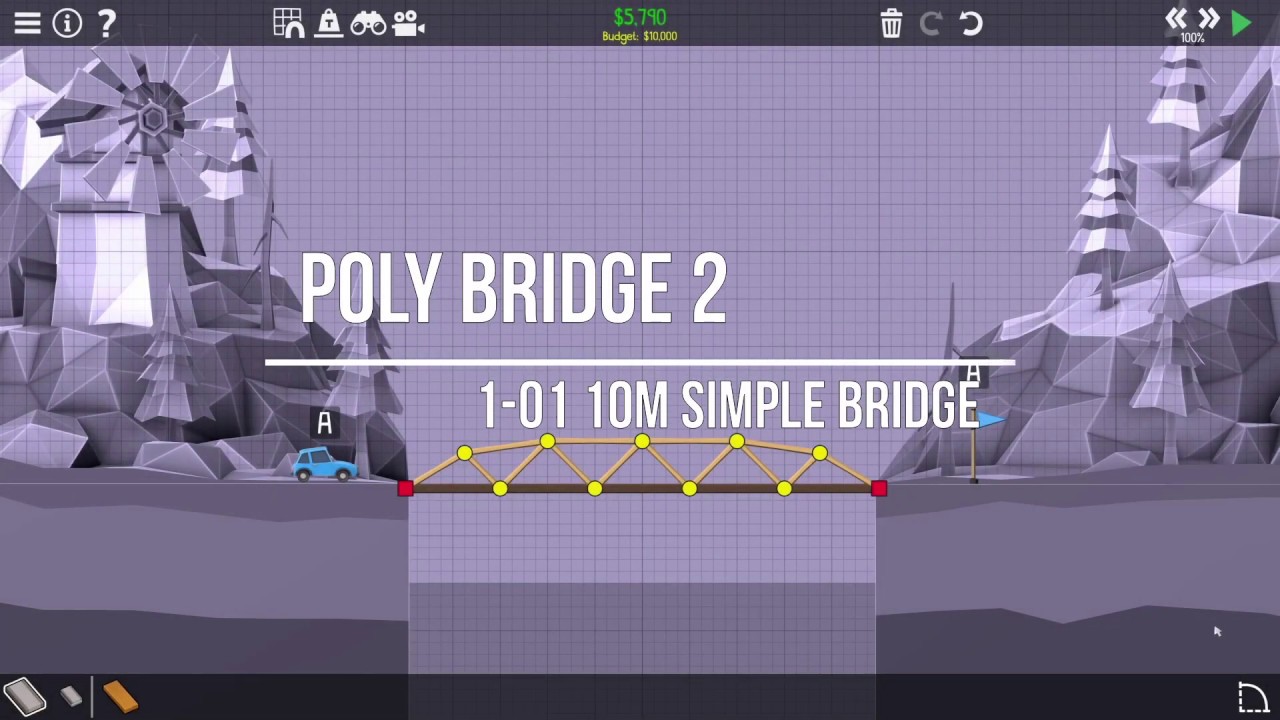 Poly Bridge 2 1-01 10M Simple Bridge - YouTube