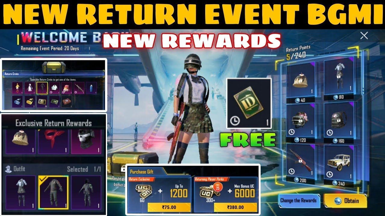 How To Get Return Event In Bgmi/Pubg 😍 New Rewards In Return Event ...