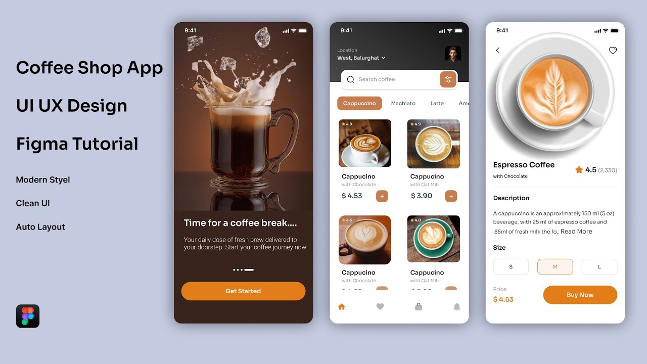Coffee Shop App UI Design | Figma Tutorial For Beginners || - YouTube