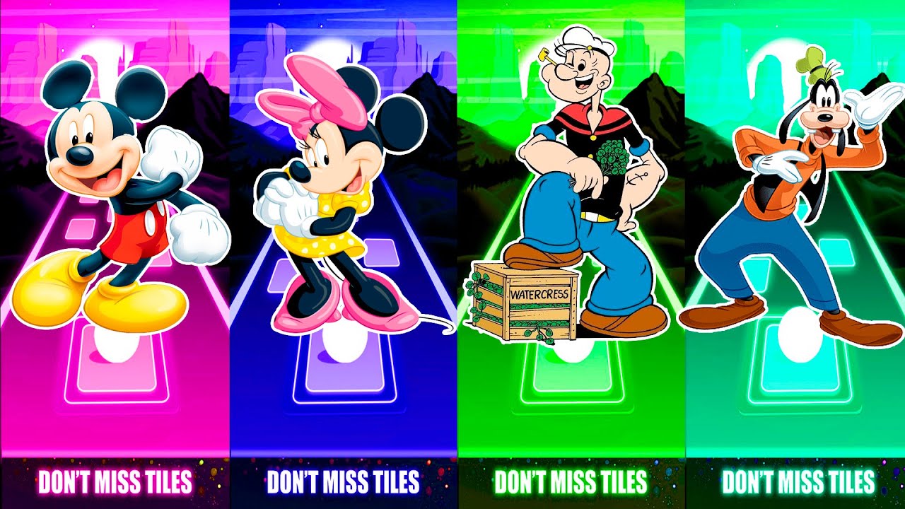 Mickey Mouse Vs Minnie Mouse VS Sailor Popeye Vs Googy | Tiles Hop EDM ...