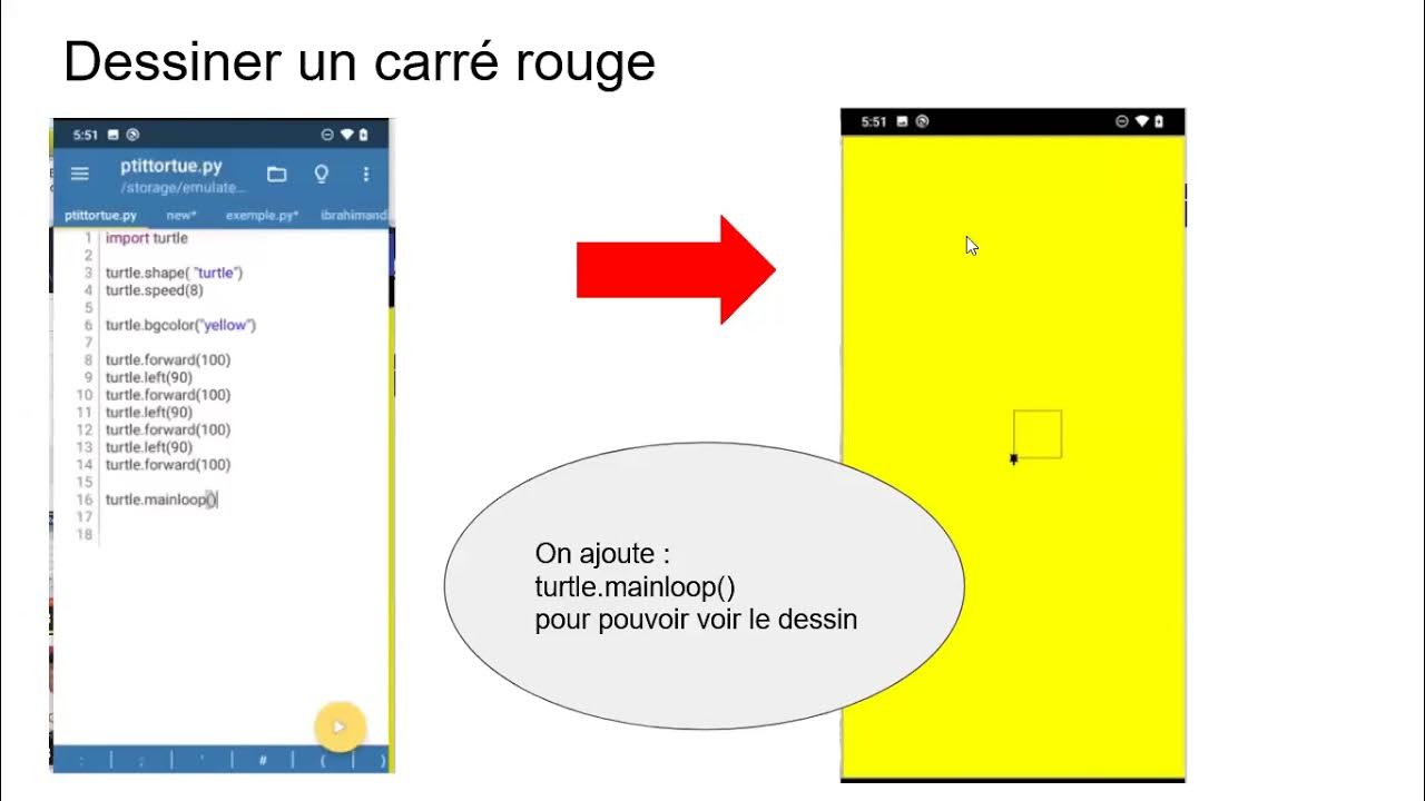 Python 1 - Dessiner avec la tortue - Version Mobile - YouTube