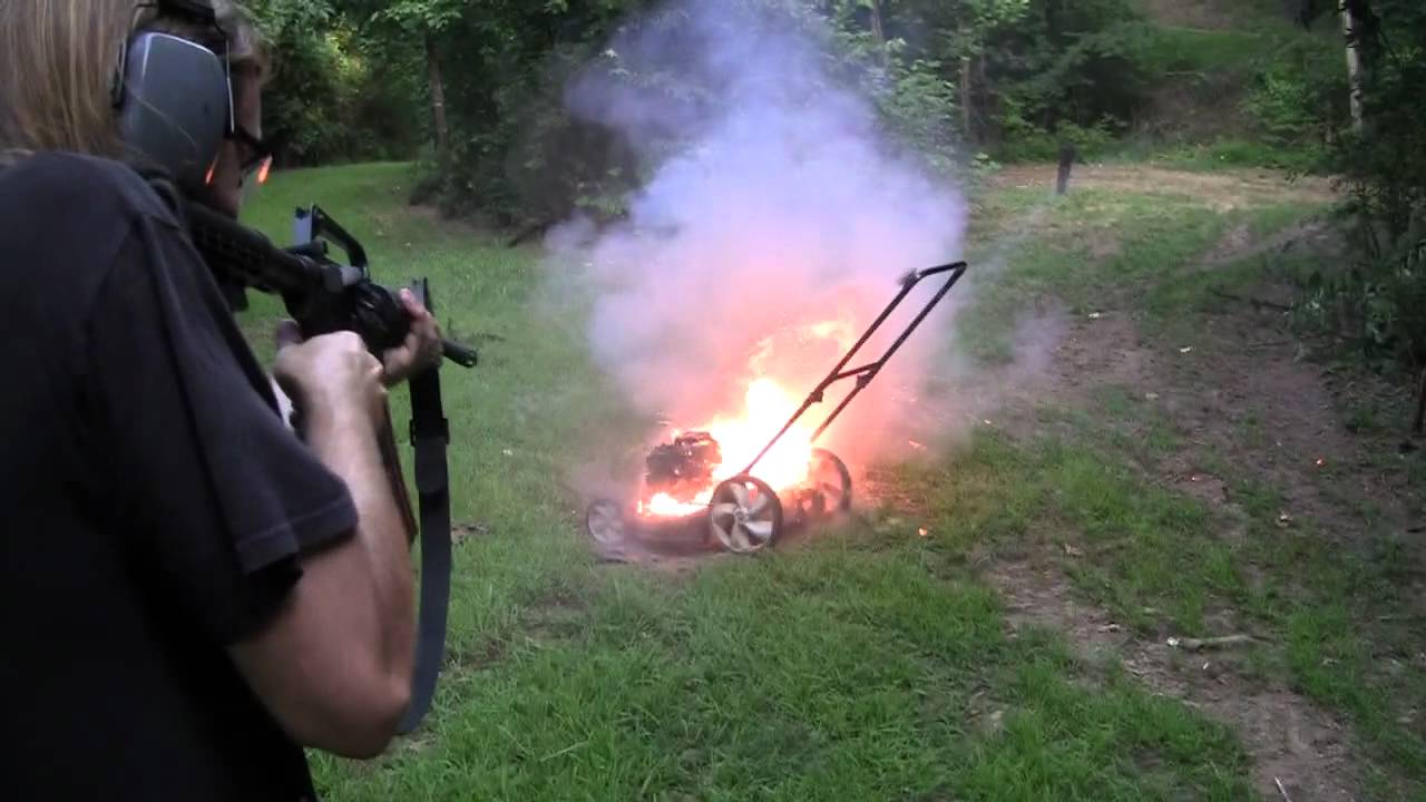 M4 vs burning mower - YouTube