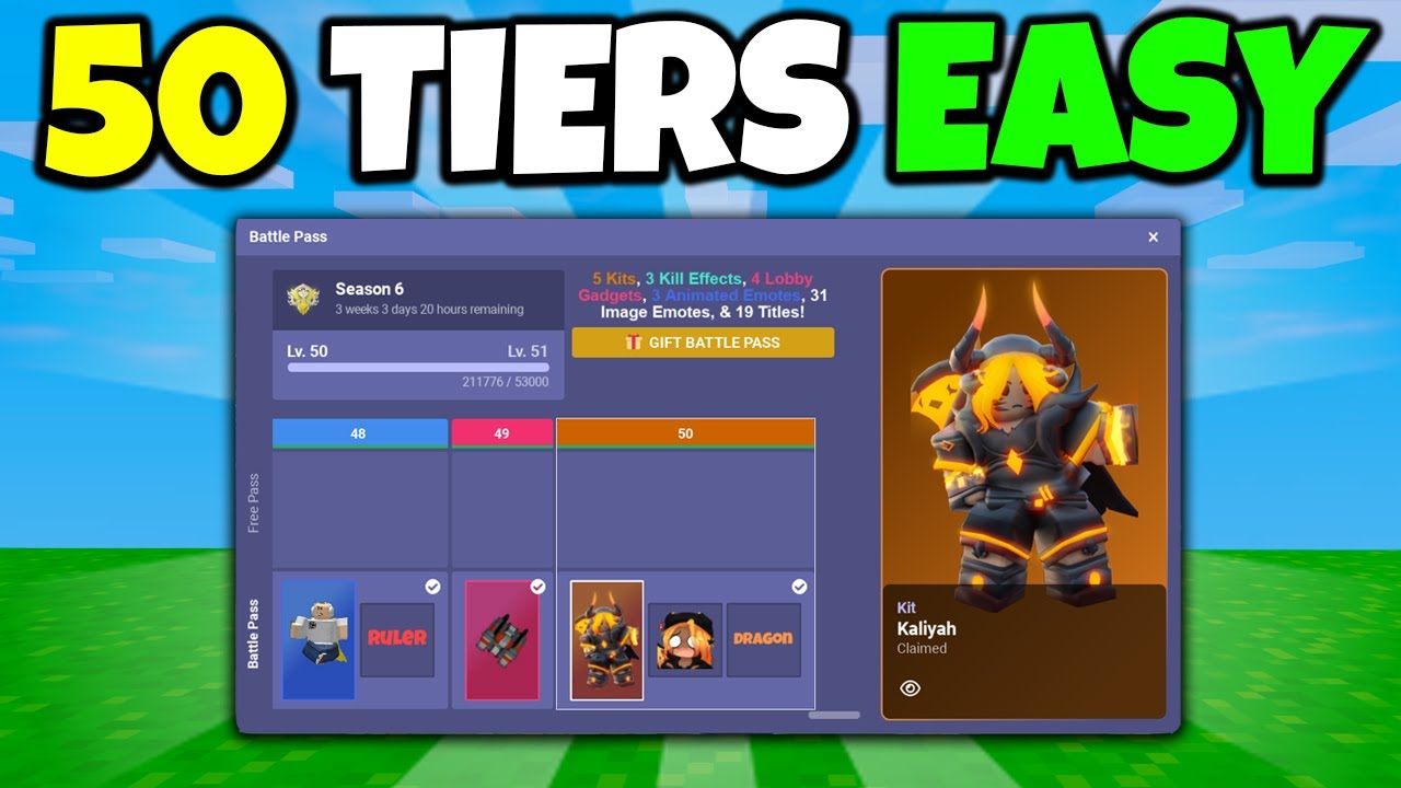 CLAIM TIER 50 in 1 DAY!! | Roblox BedWars - YouTube