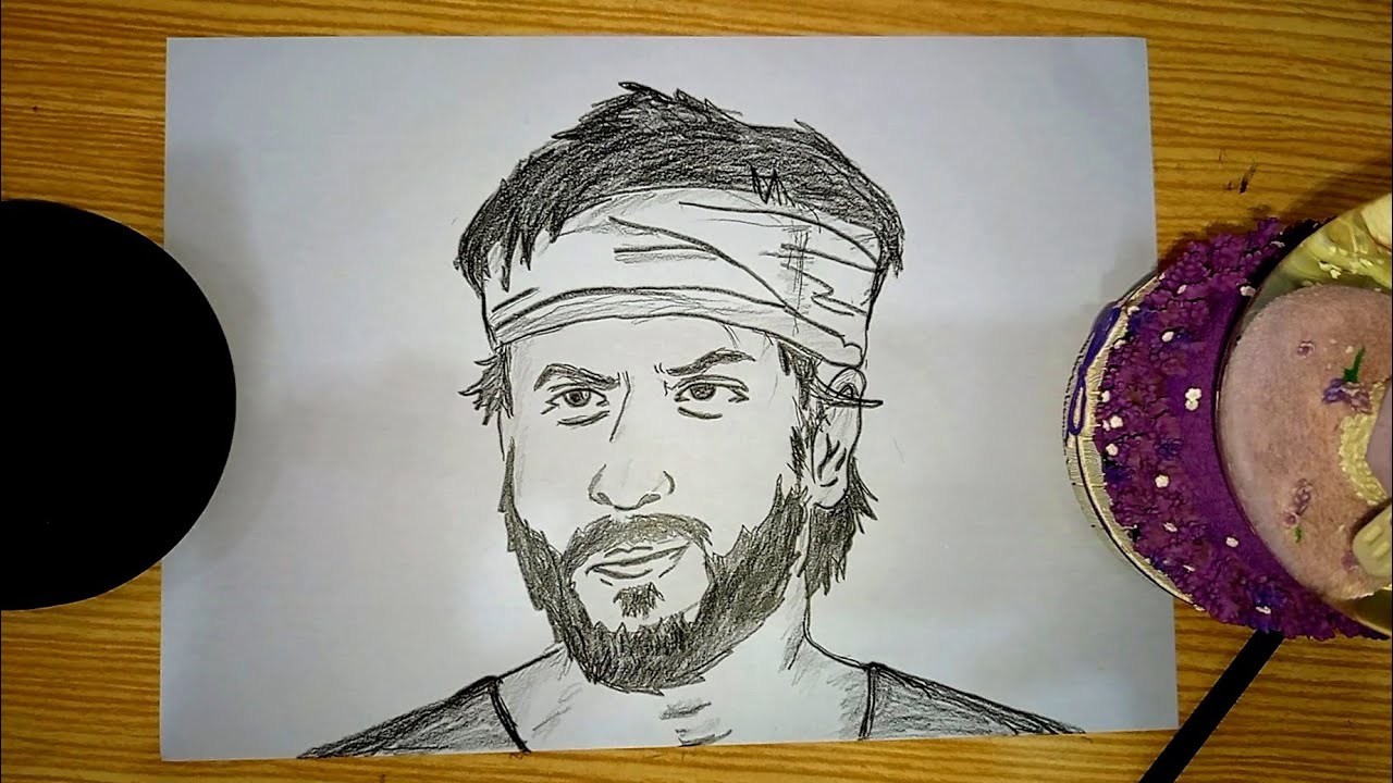 How to Draw Shah Rukh Khan Sketch | Easy Step-by-Step Sketching ...