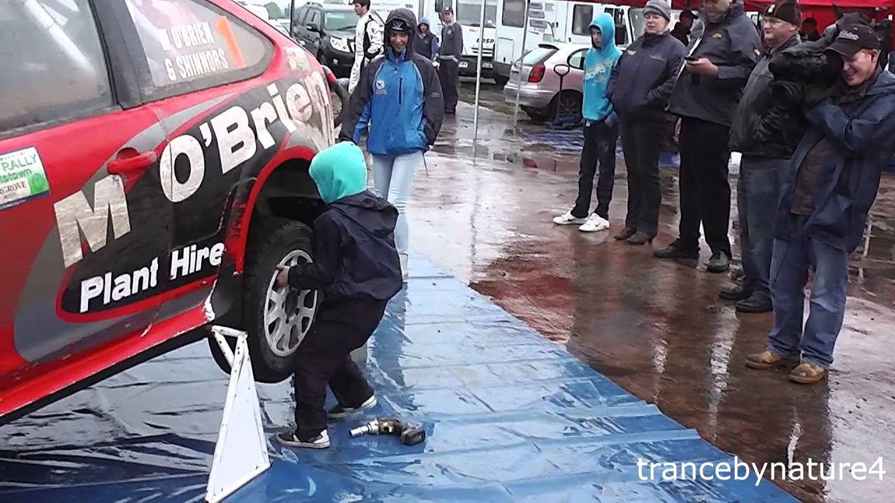 sean conlon forest rally 2013 small kid changes wheel on ford wrc - YouTube