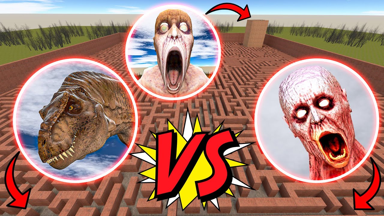 T-REX vs SCP-096 vs FIRE SCP-096 Who Wins in Garry's Mod Titan Fight - YouTube