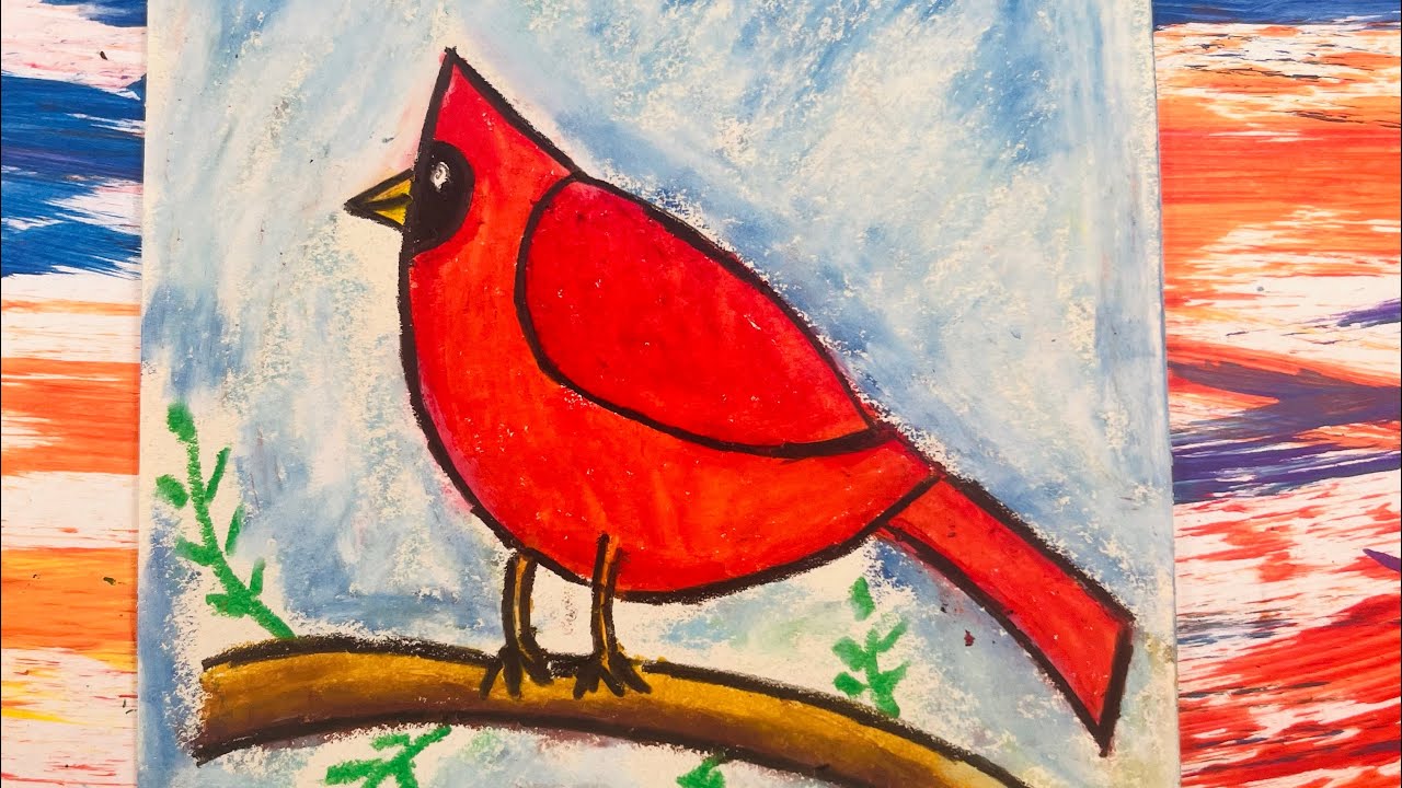 Easy Cardinal Bird Draw and Color - YouTube