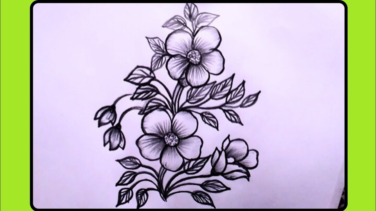 ফুল দিয়ে চমৎকার ডিজাইন || flower design with pencil ||Sanjana drawing ...