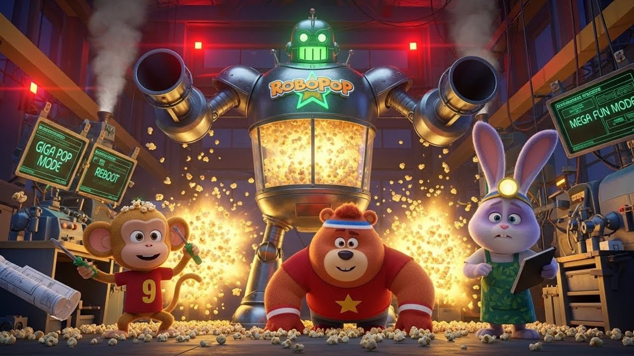 The Great Popcorn Storm Inside Star Factory monkey kids cartoon - YouTube