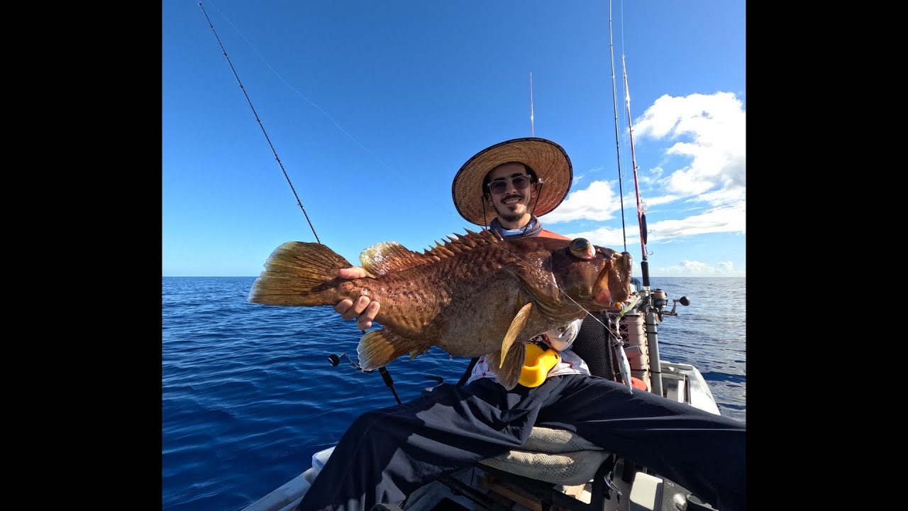 Kayak fishing Mauritius! Huge Grouper! - YouTube