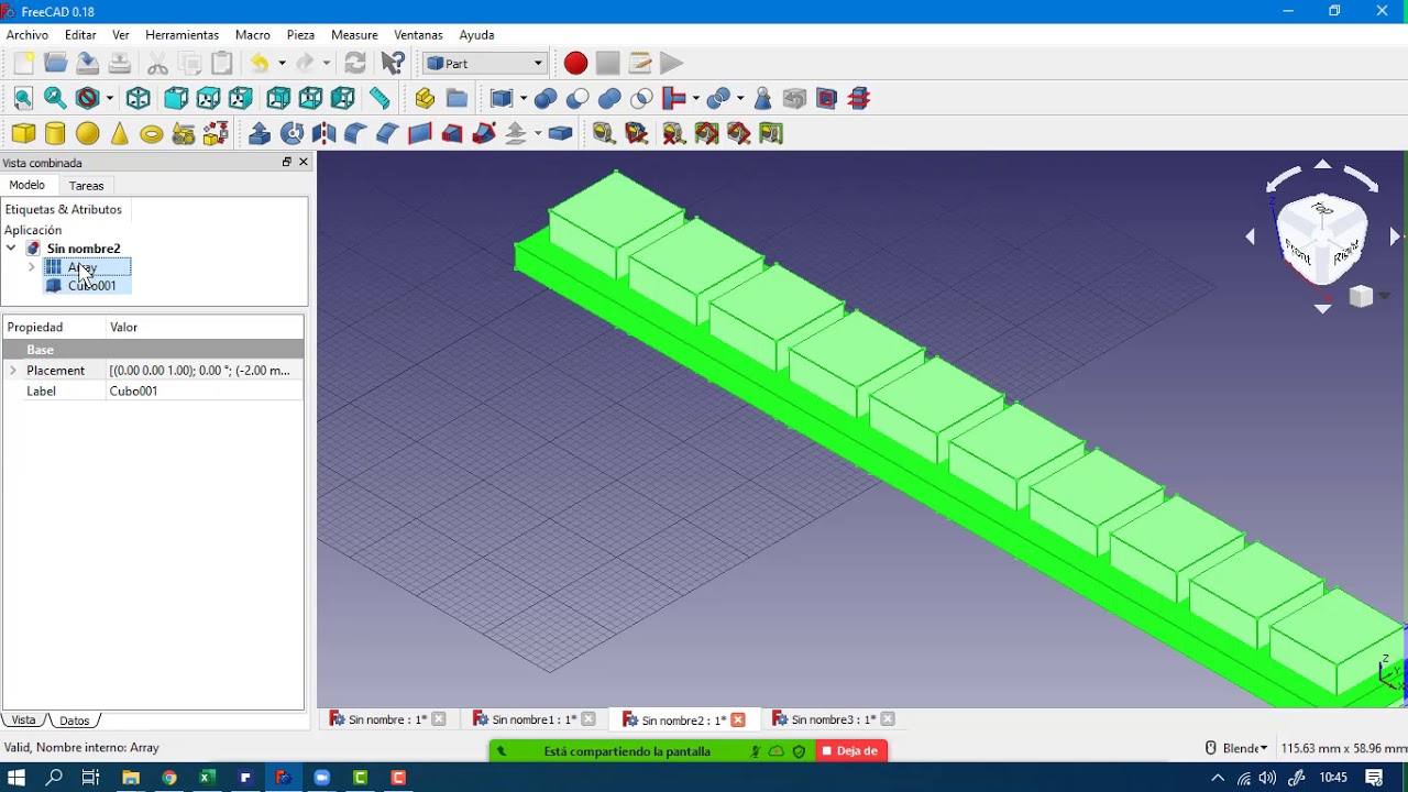 Arrays FreeCAD - YouTube
