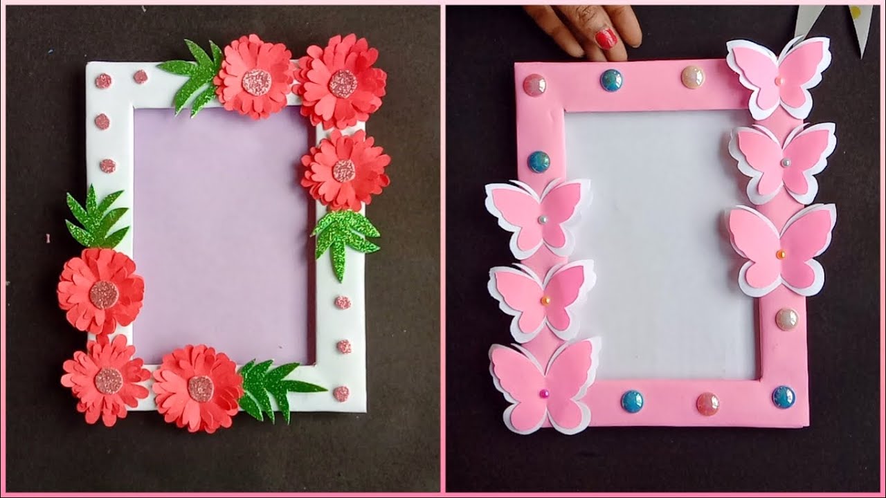 2 Beautiful photo frame craft/ DIY- photo frame craft/ 2 Different ...