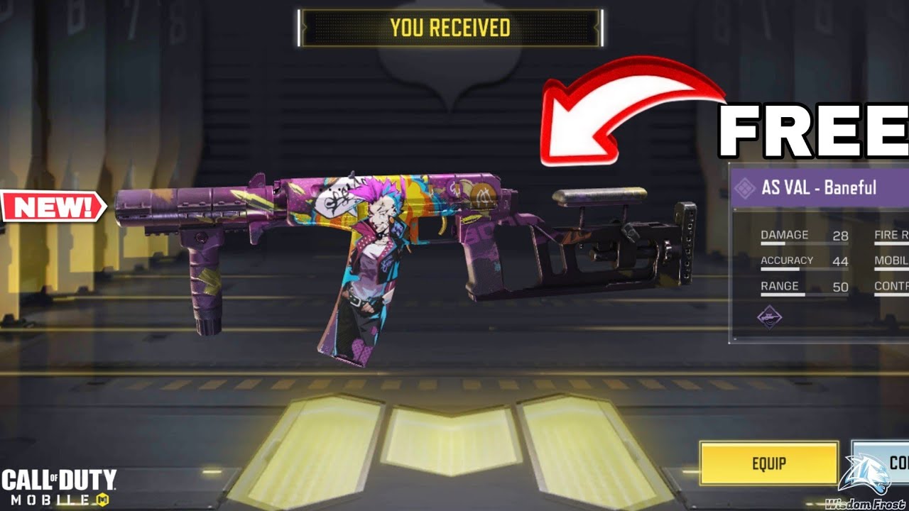 How to Get FREE AS VAL - Baneful | How to Equip in Cod Mobile - YouTube