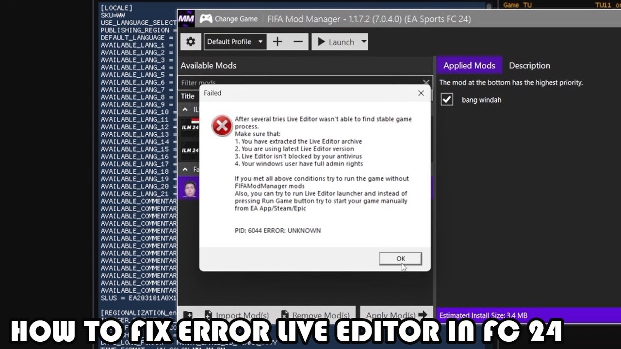 ERROR FIFA MOD MANAGER / LIVE EDITOR FIFA/FC 24 - YouTube