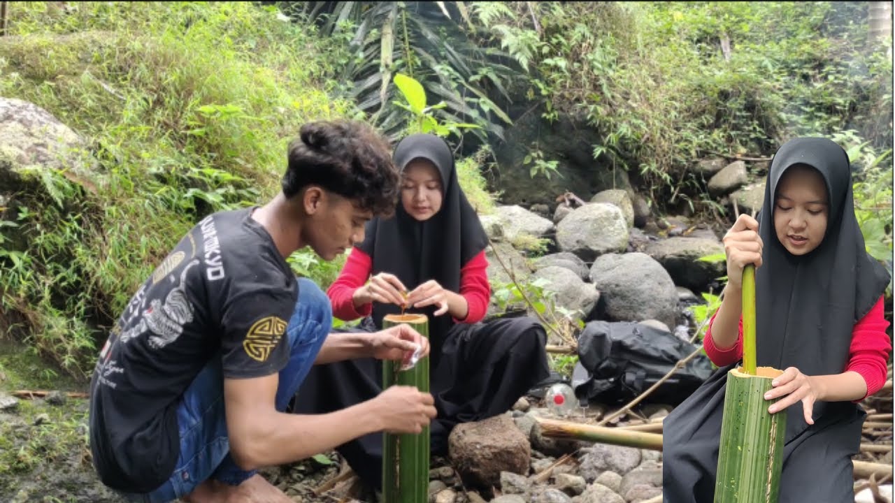 Makan Nasi Lemeung Bareng Neng Arin Di Hutan Pinggir Kali - YouTube