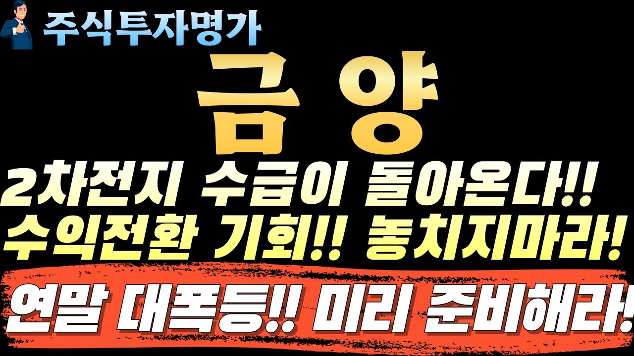 금양 긴급분석 2차전지 수급이 돌아온다 수익전환 기회 절대 놓치지 마세요 금양의 독자적인 이벤트 연말 대폭등